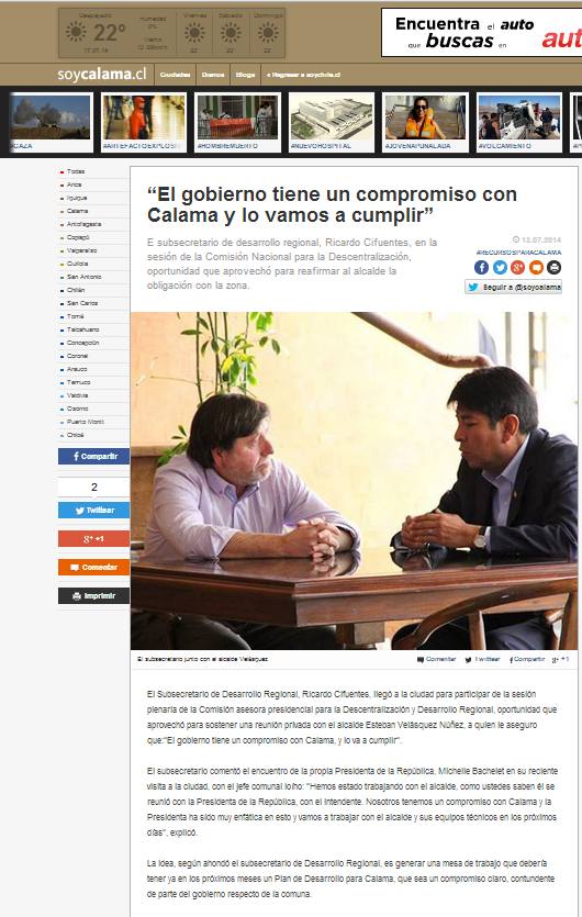 "El Gobierno tiene un compromiso con Calama y lo vamos a cumplir" | Subdere